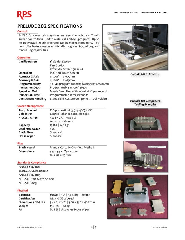 RPS Prelude 202 Solderability Test System | PDF
