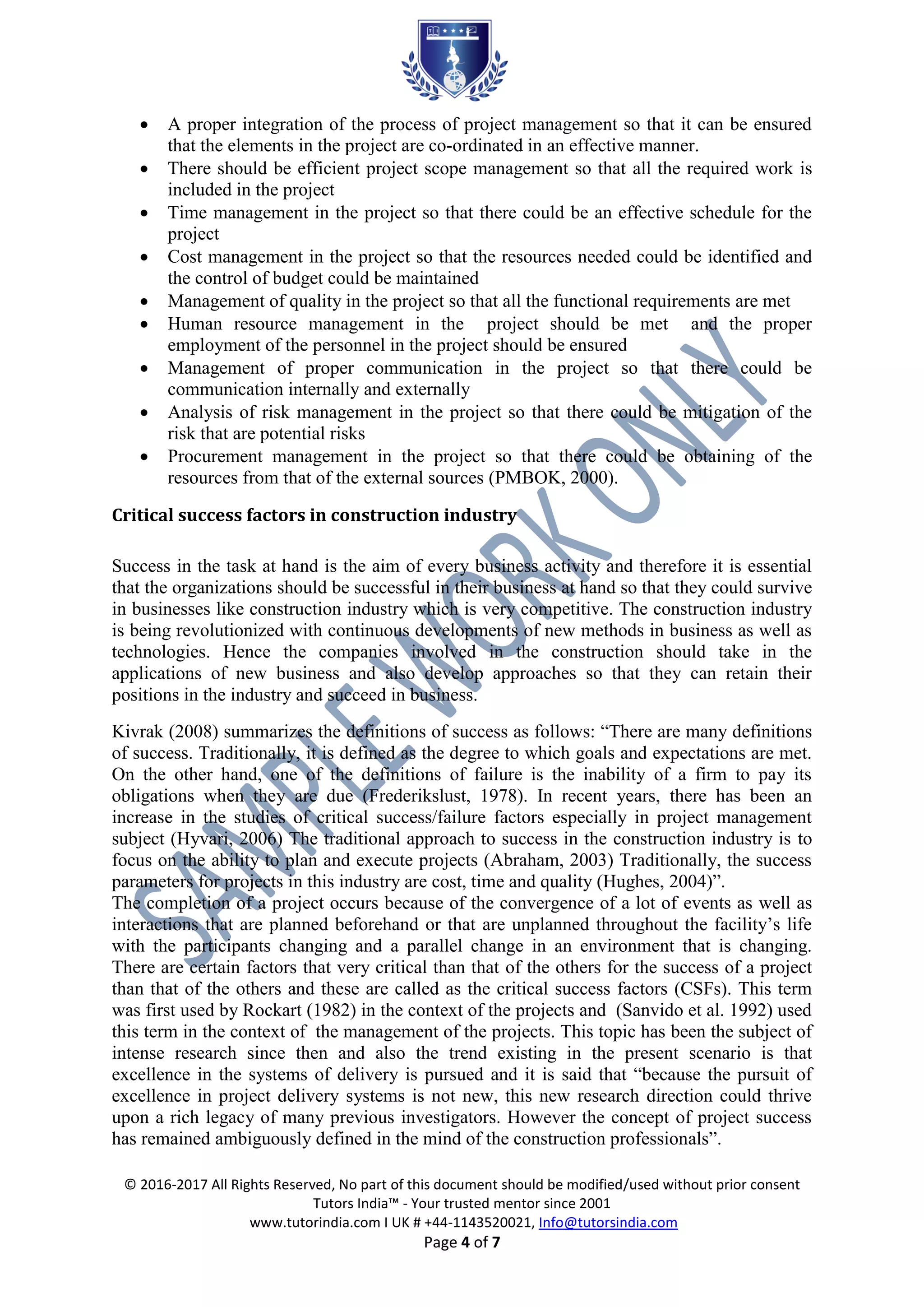 Research proposal implementation of project management | PDF