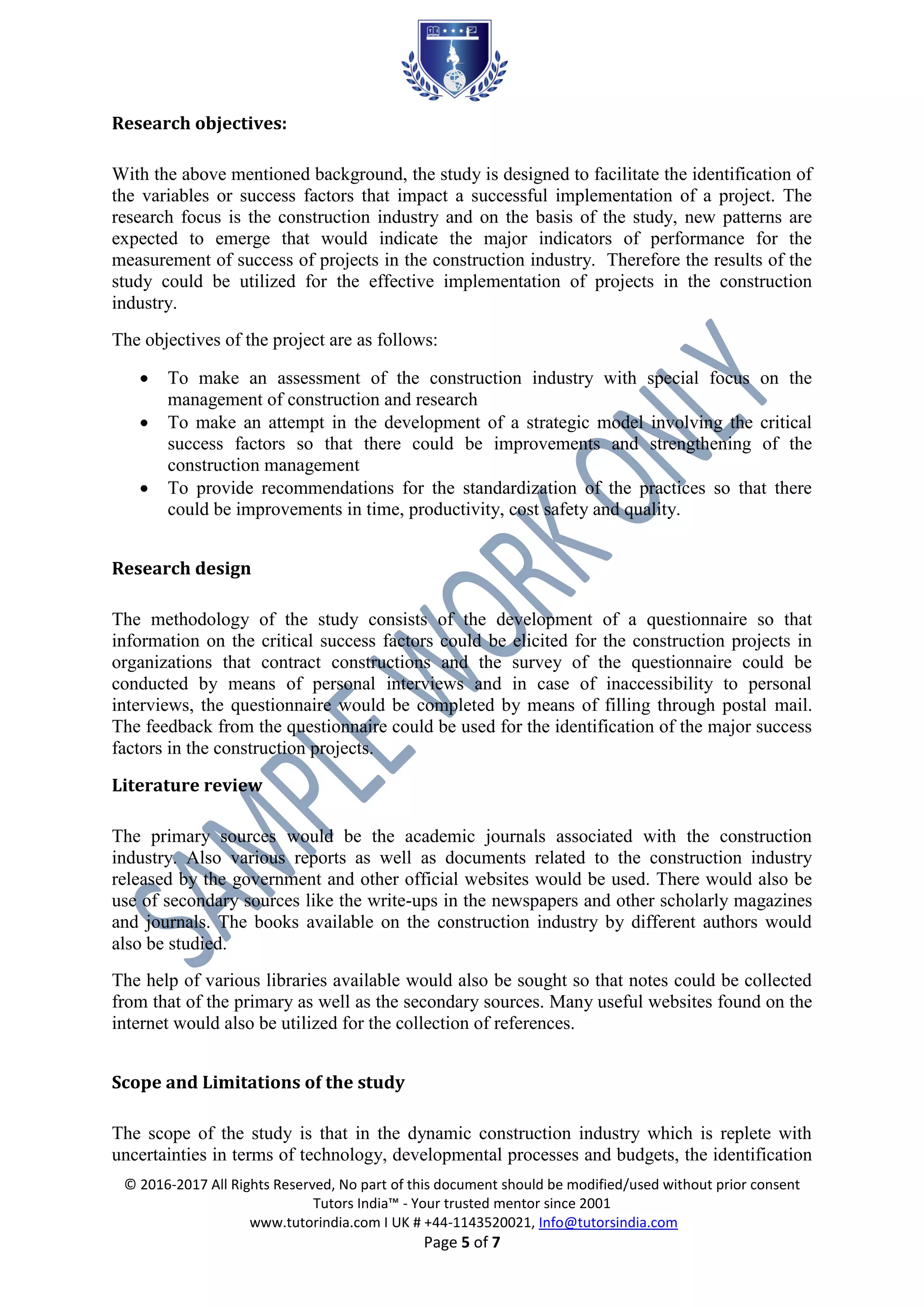 Research proposal implementation of project management | PDF