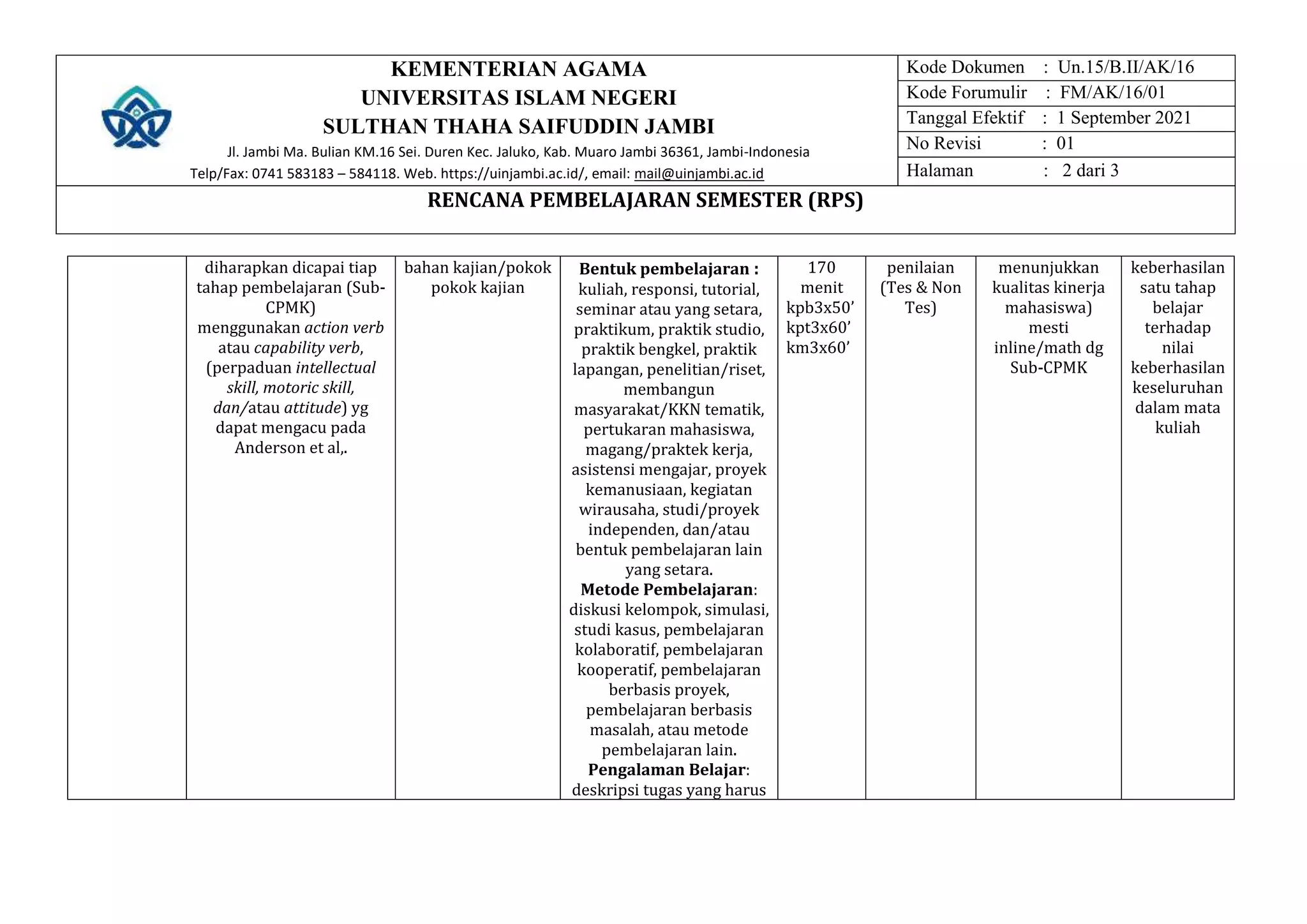 RPS Templete_FM_UIN Jambi.doc