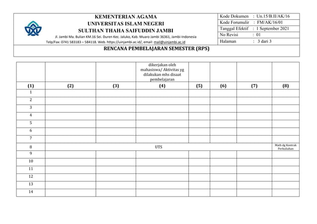 RPS Templete_FM_UIN Jambi.doc