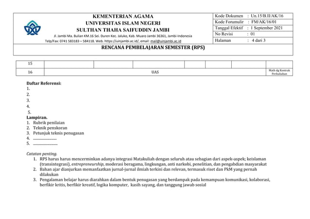 RPS Templete_FM_UIN Jambi.doc
