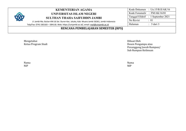 RPS Templete_FM_UIN Jambi.doc