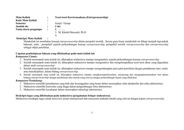 RPS Teori entrepreneurship .doc