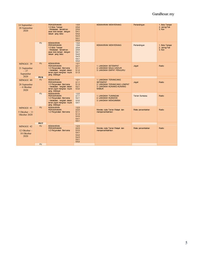 Rpt 2020-pjpk-tingkatan-1-kssm | PDF