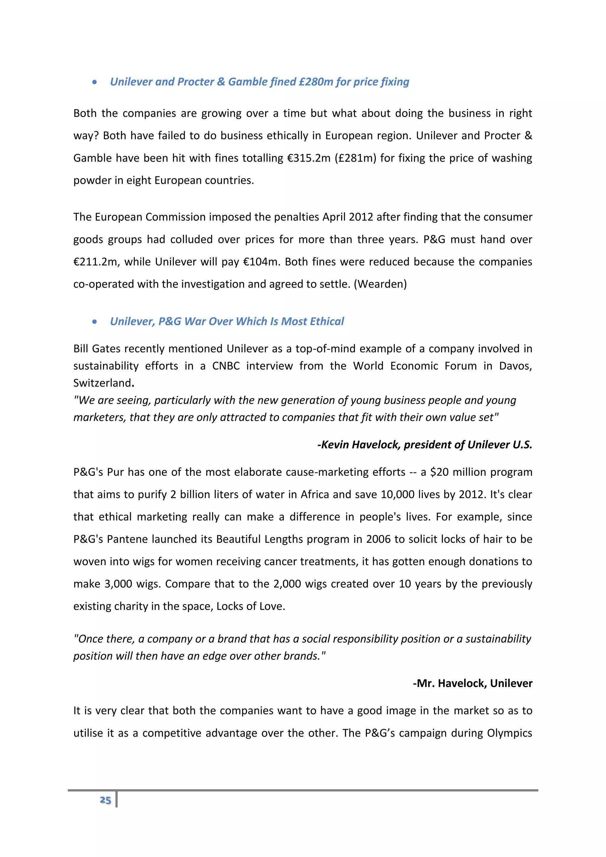 Comparison - Unilever Vs P&G- International Business and Marketing ...