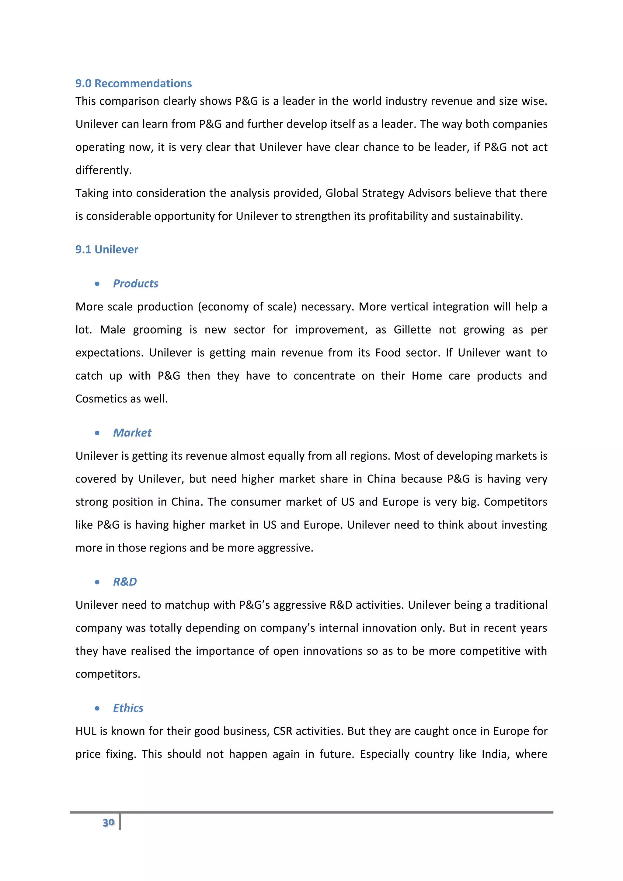 Comparison - Unilever Vs P&G- International Business and Marketing ...