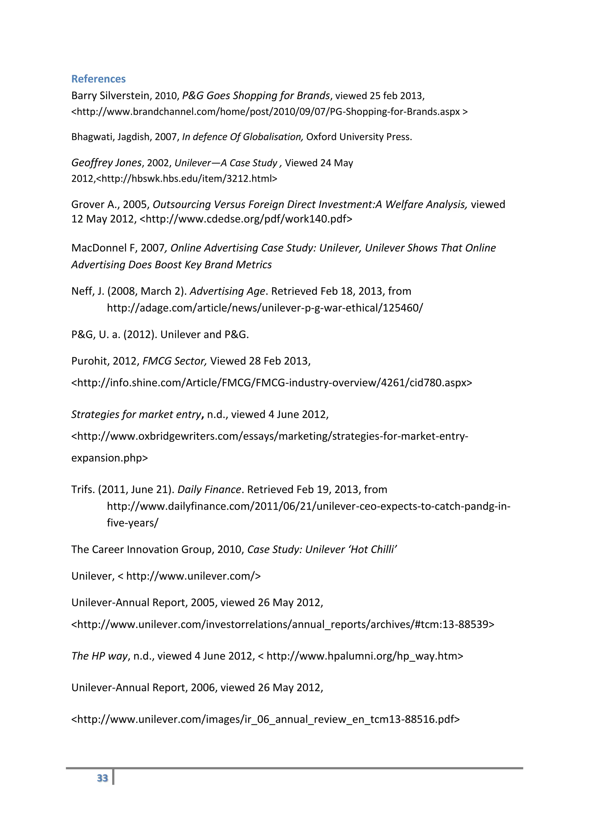 Comparison - Unilever Vs P&G- International Business and Marketing ...