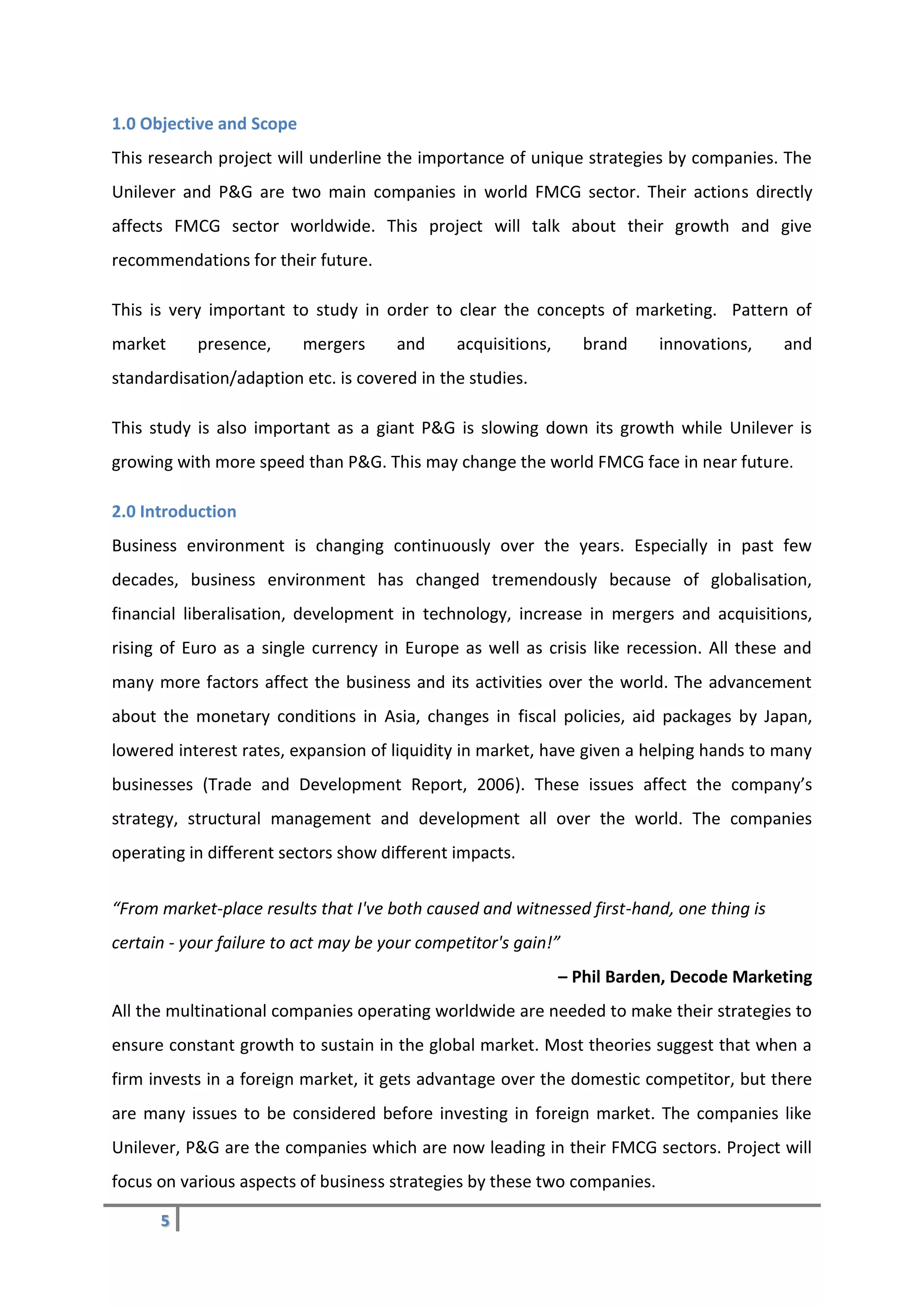 Comparison - Unilever Vs P&G- International Business and Marketing ...