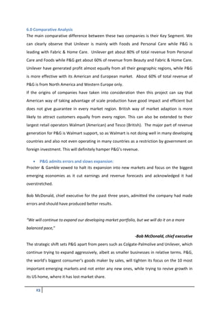 Comparison - Unilever Vs P&G- International Business and Marketing ...