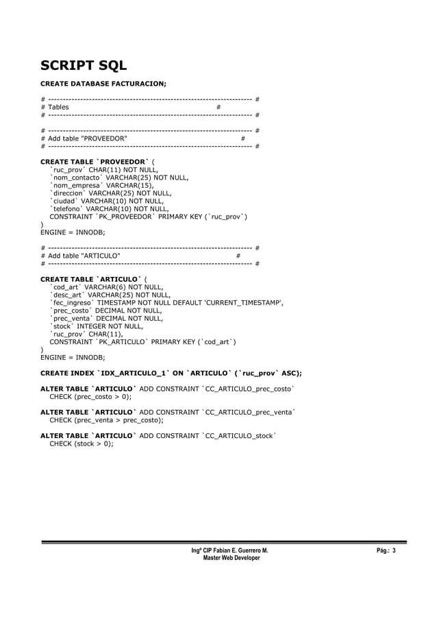 Rpta Modelo Facturacion Script | PDF