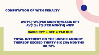 RPT COMPUTATION under rpvara with tax amnesty | PPTX