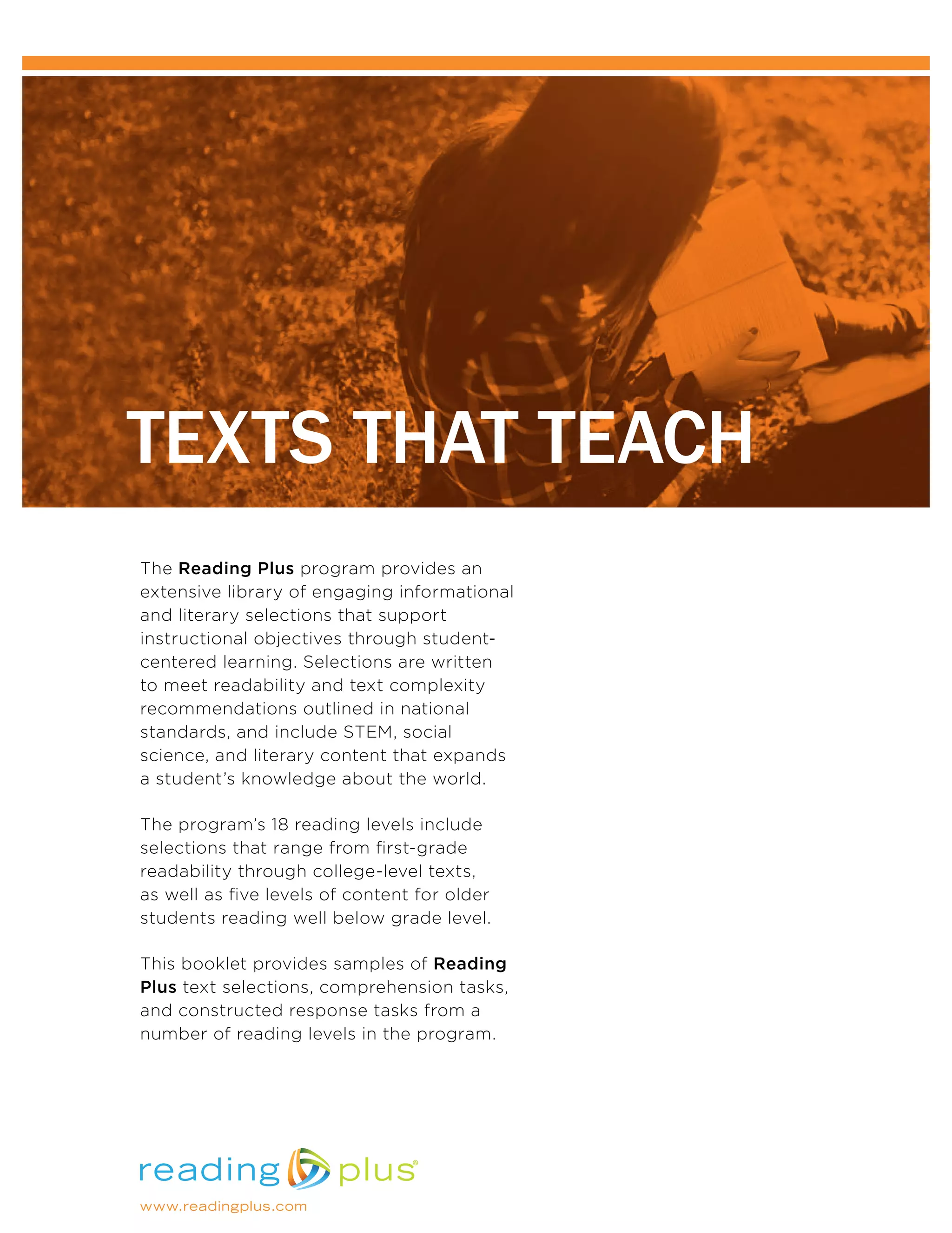Reading Plus Texts That Teach | PDF