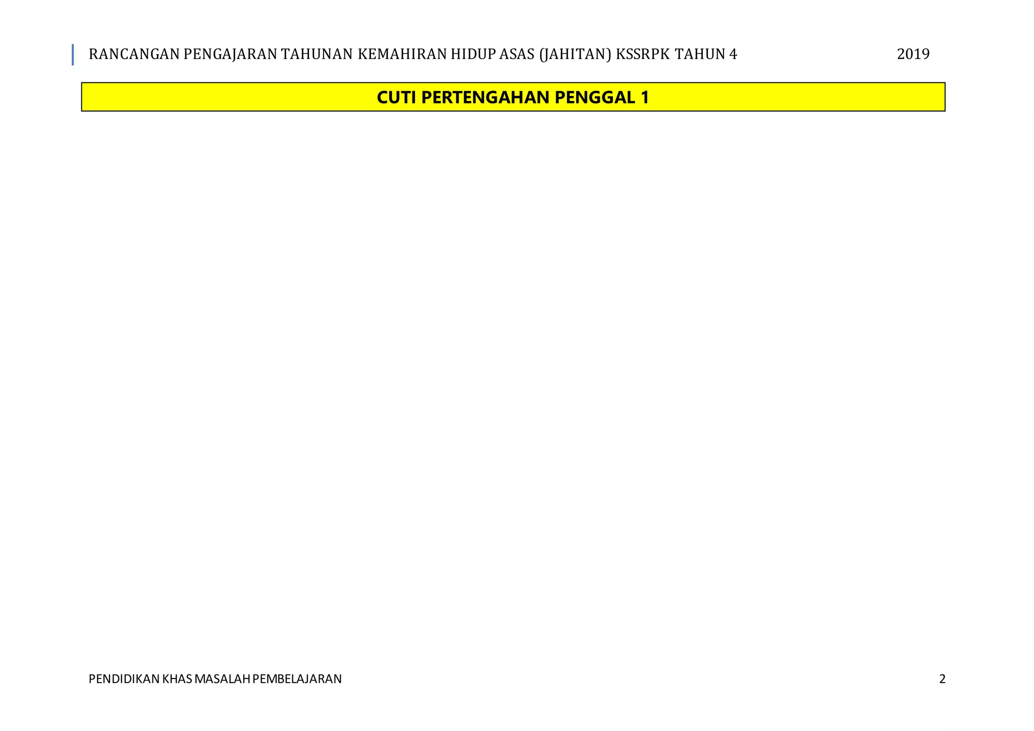 RPT PENDIDIKAN KHAS KEMAHIRAN HIDUP ASAS TAHUN 4 | DOCX