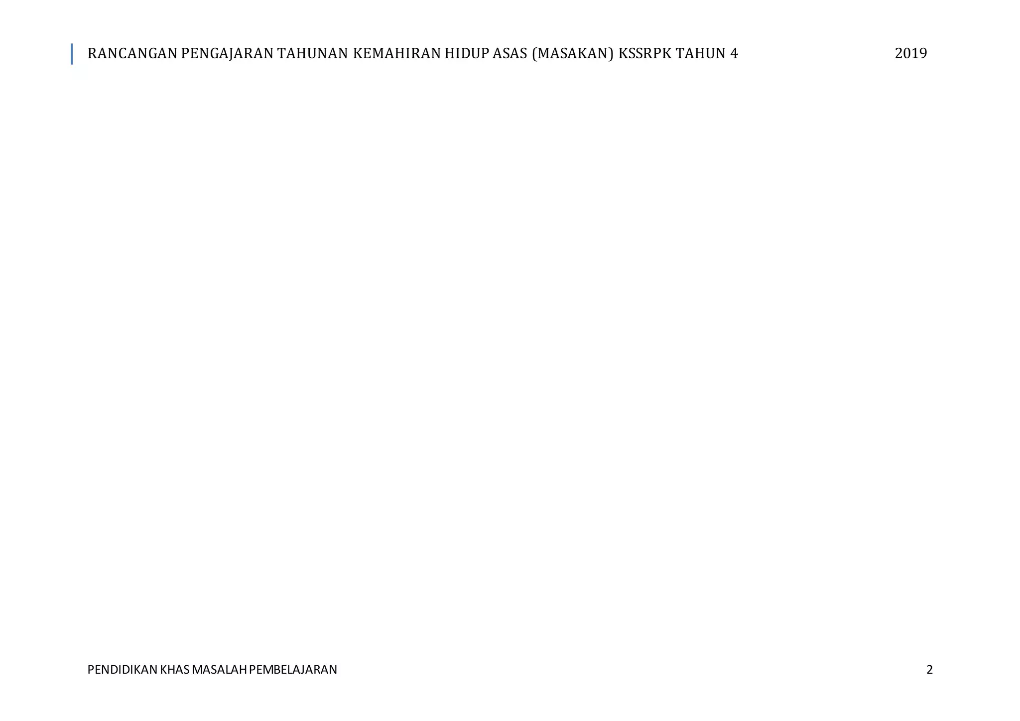 RPT PENDIDIKAN KHAS KEMAHIRAN HIDUP ASAS TAHUN 4 | DOCX