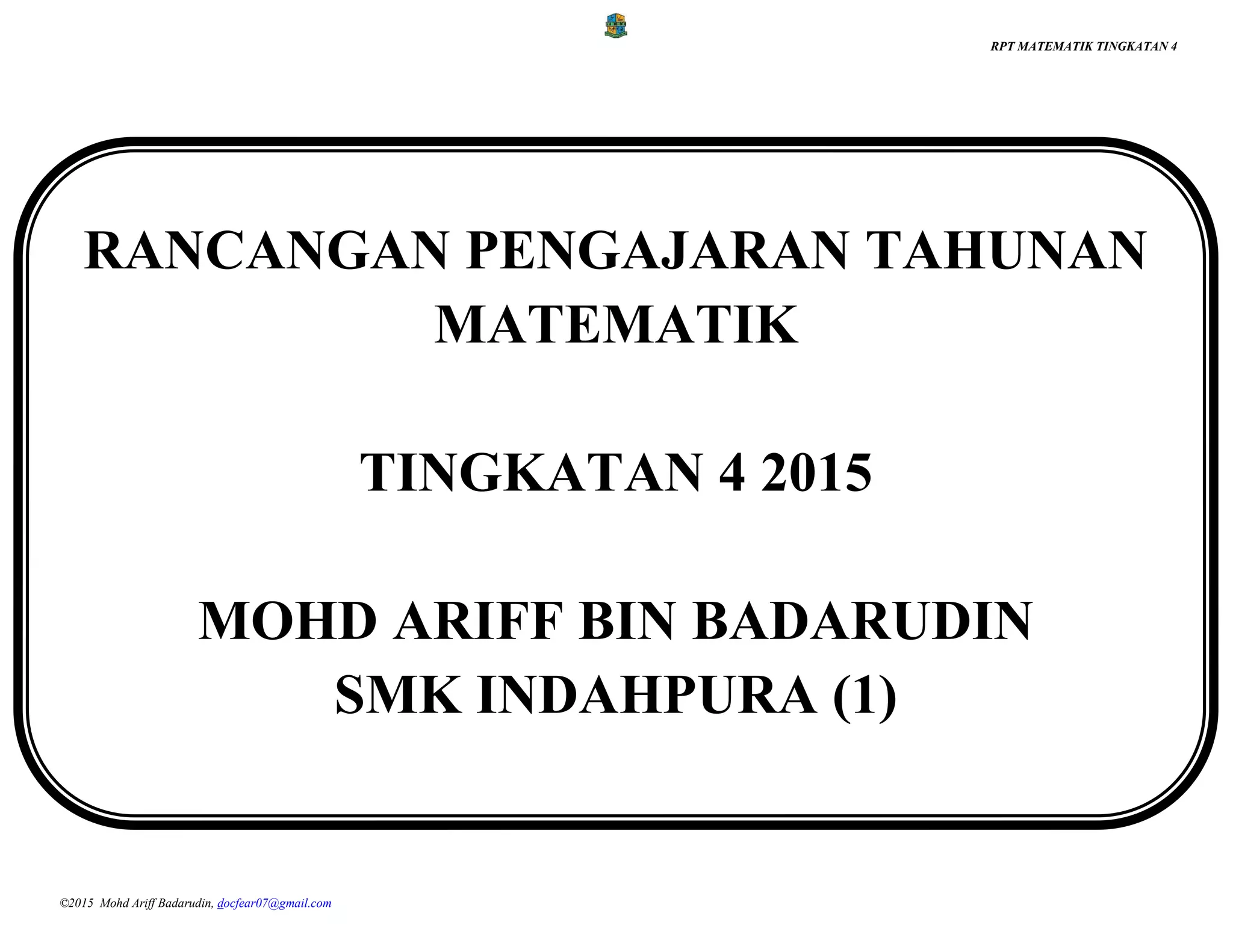 Rpt math form 4 2015 | PPT