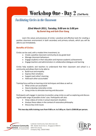 RP Training Workshops for Schools 2011 - Brochure | PDF