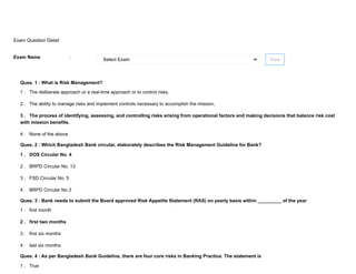 Questionnaire List For Risk Quiz and Exam | PDF