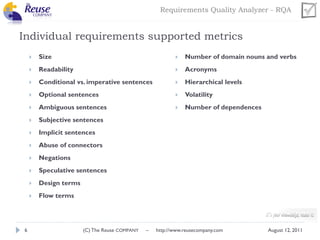 RQA - Requirements Quality Analyzer | PDF