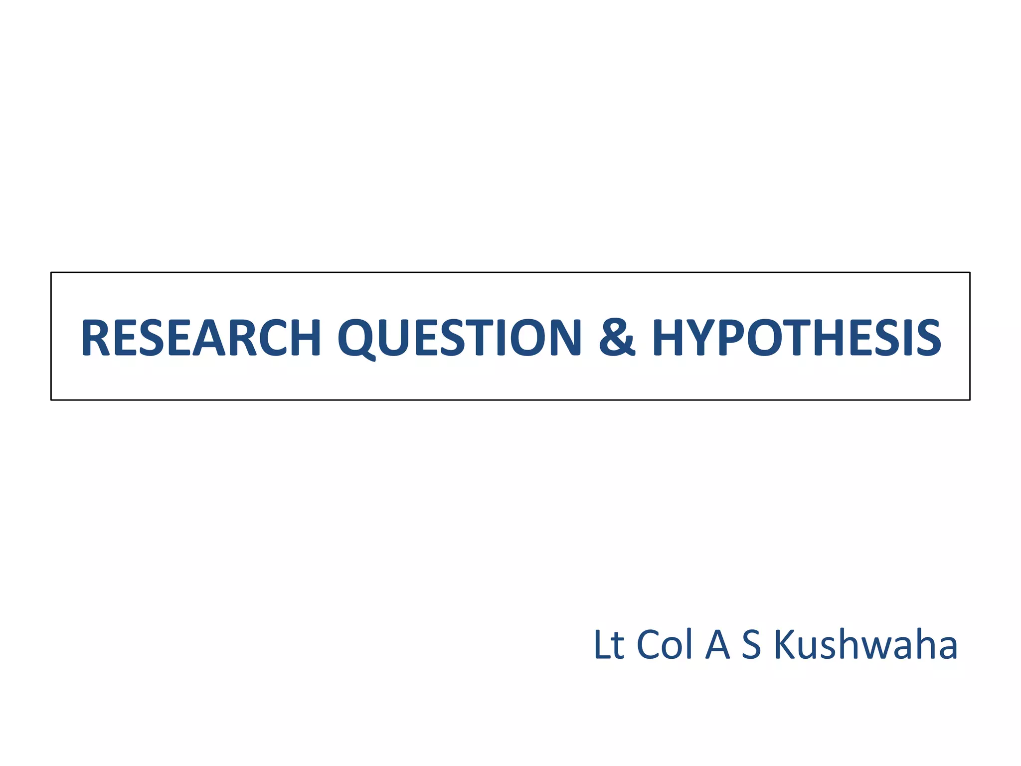 Research Question and Hypothesis | PPTX
