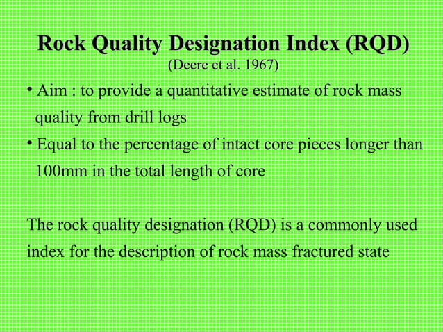 Rock quality determination, rock structure rating | PPT | Geology | Science