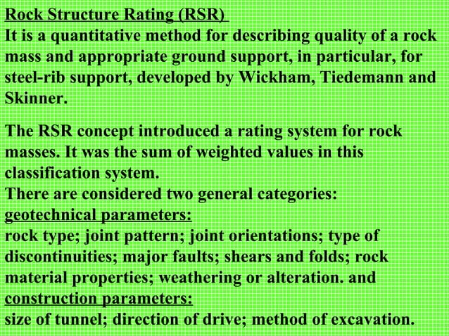 Rock quality determination, rock structure rating | PPT | Geology | Science