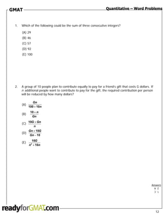 Advanced gmat mathquestions-version2 | PDF