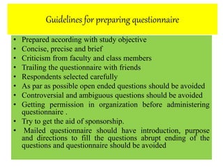 research questioner preparation | PPT