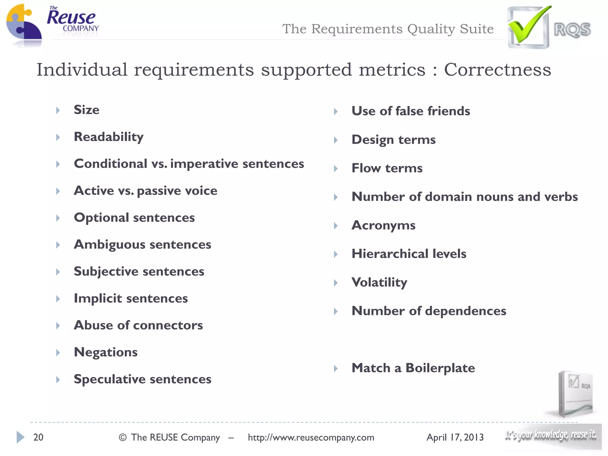 RQS - Requirements Quality Suite | PDF