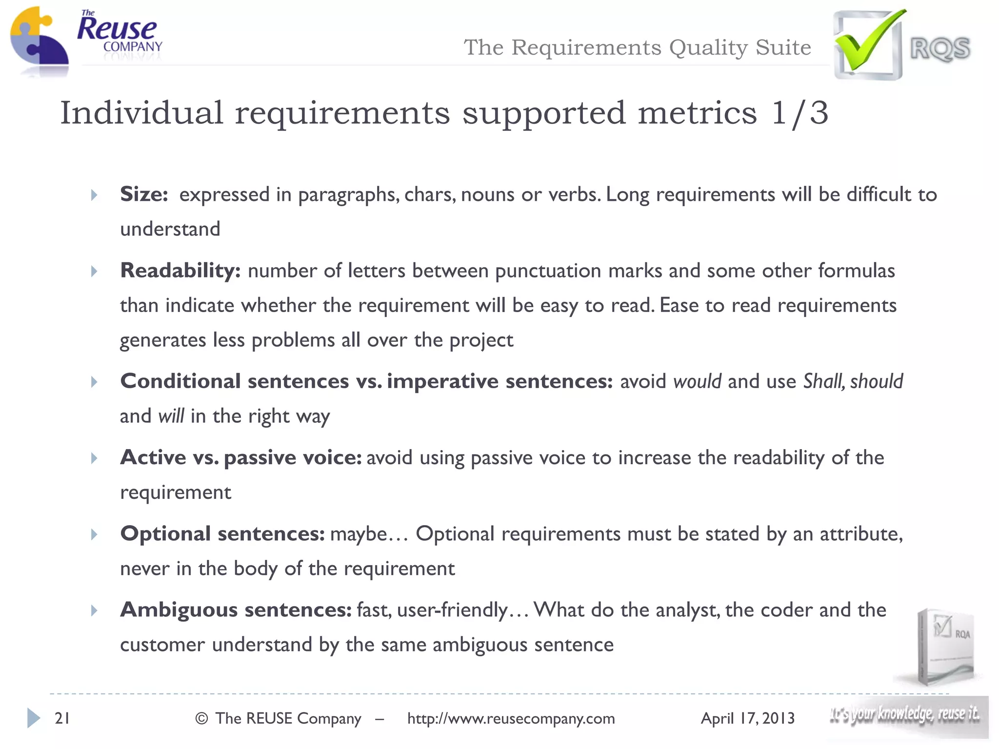 RQS - Requirements Quality Suite | PDF