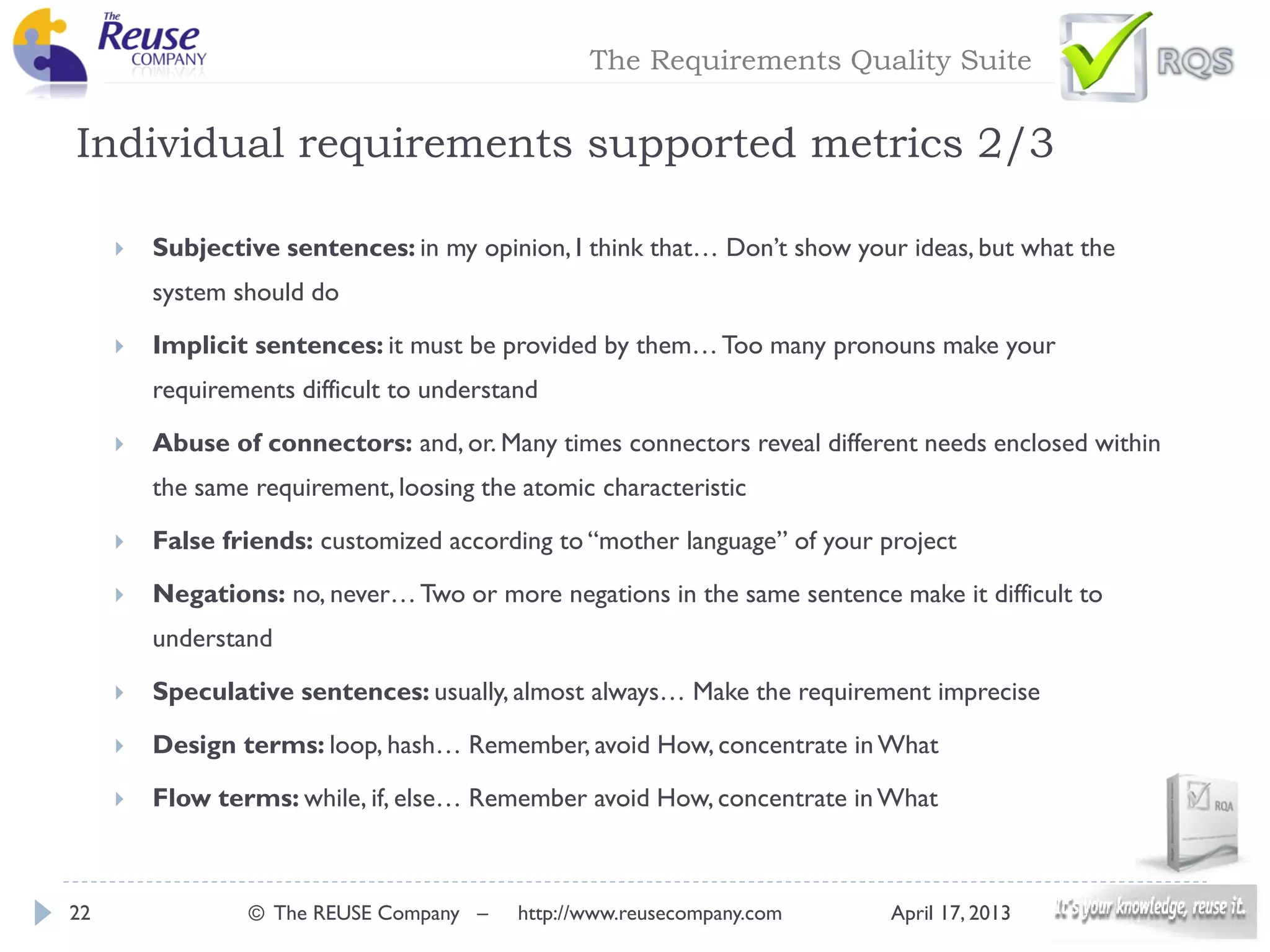 RQS - Requirements Quality Suite | PDF