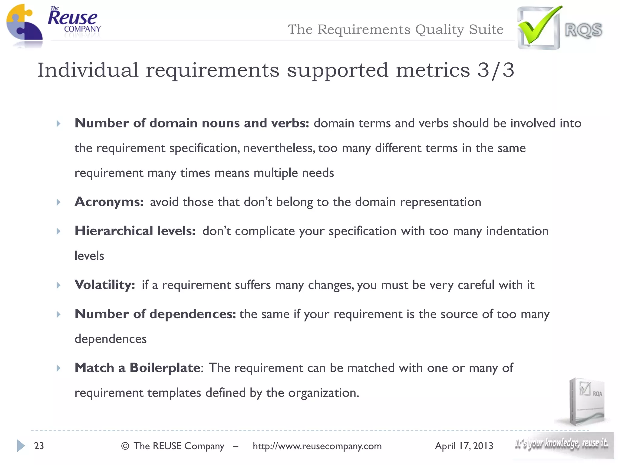 RQS - Requirements Quality Suite | PDF