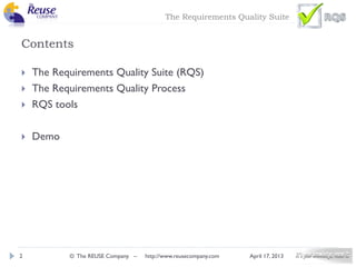 RQS - Requirements Quality Suite | PDF