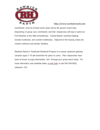 Rawhide Ranch Weekend Camps | DOCX