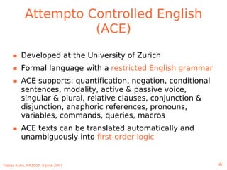 AceRules: Executing Rules in Controlled Natural Language | PPT