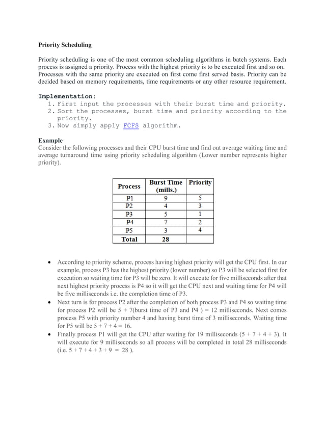 RR and priority scheduling | PDF