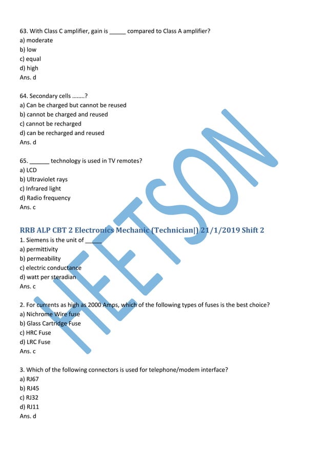 RRB ALP CBT 2 Electronics Mechanic Question Paper MCQ.pdf