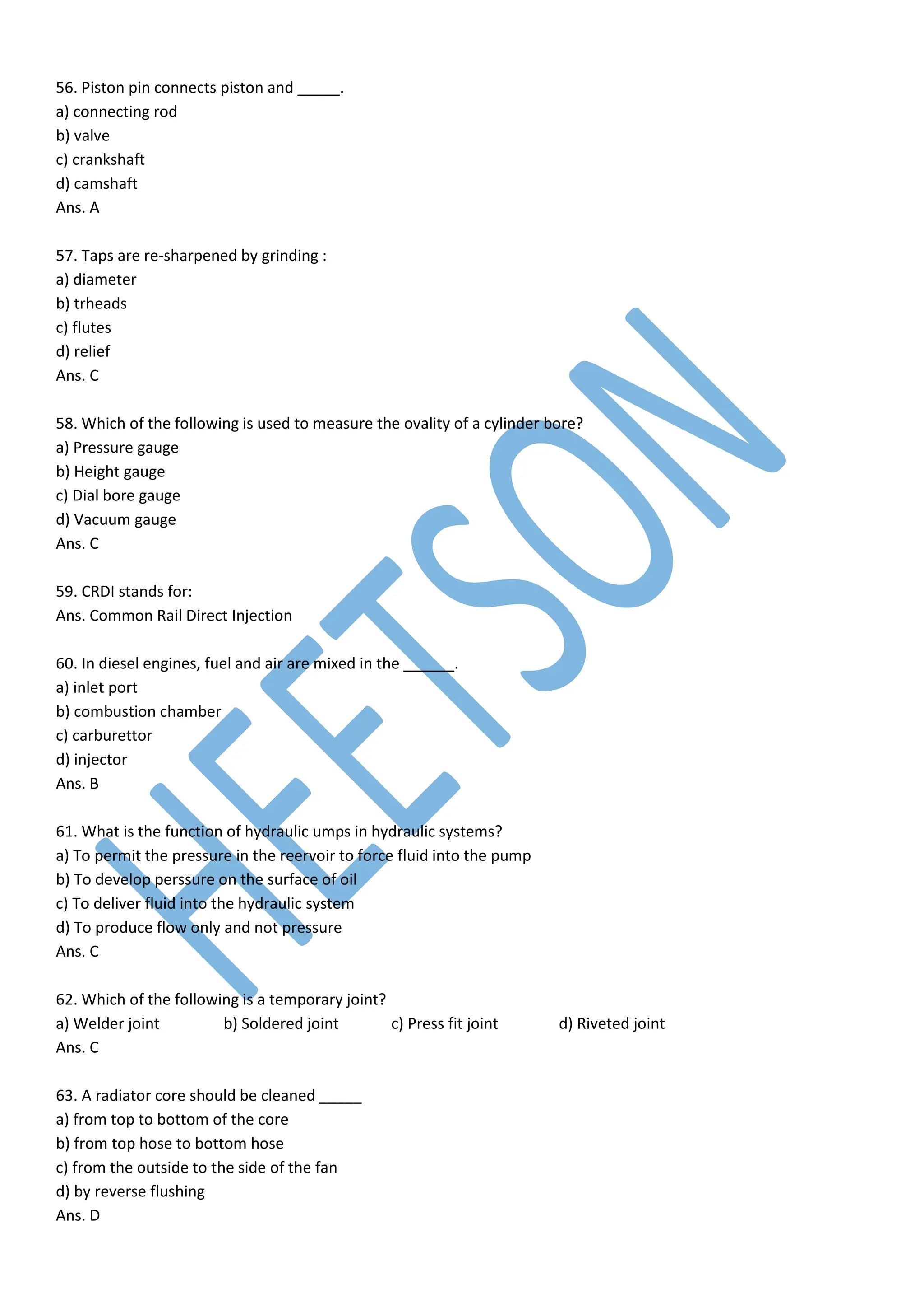 RRB ALP CBT 2 Mechanic Motor Vehicle Question Paper (MMV Exam MCQ) | PDF