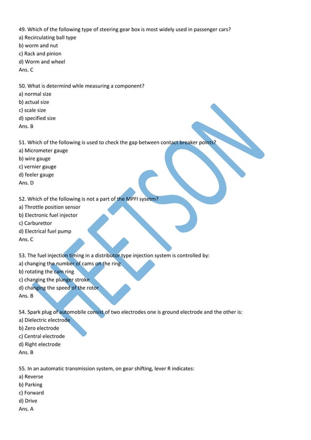 RRB ALP CBT 2 Mechanic Motor Vehicle Question Paper (MMV Exam MCQ) | PDF