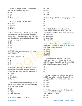 RRB Group D 2018 Sample Paper by aglasem.com - Set A | PDF