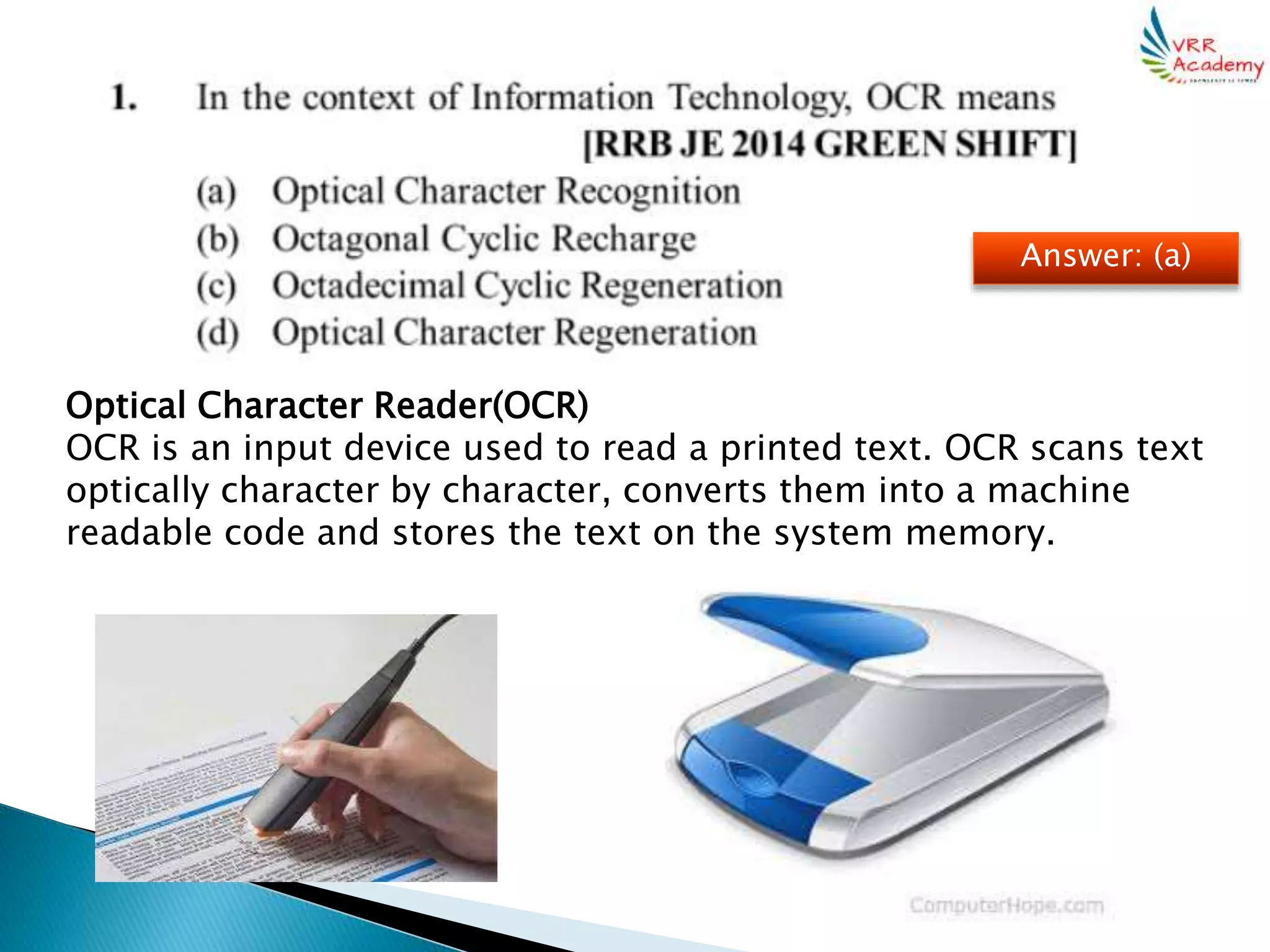 RRB JE Stage 2 Computer and Applications Questions Part 1 | PPT