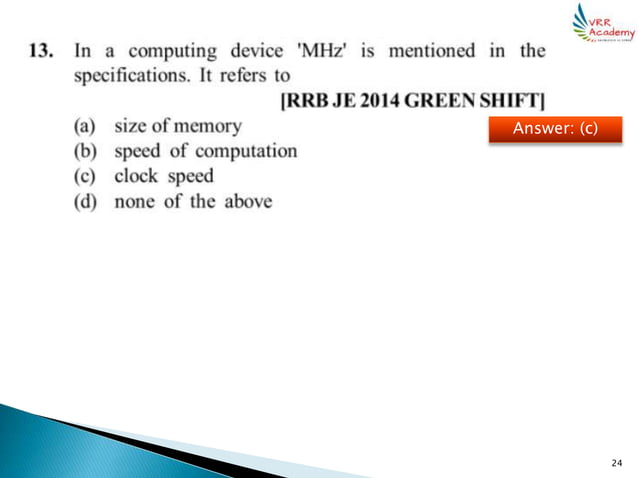 RRB JE Stage 2 Computer and Applications Questions Part 1 | PPT