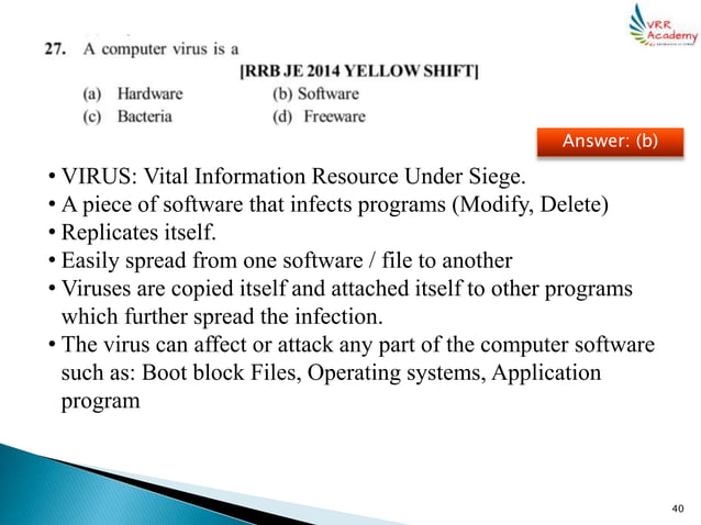 RRB JE Stage 2 Computer and Applications Questions Part 1 | PPT