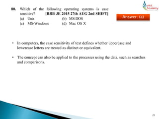 RRB JE Stage 2 Computer and Applications Questions part 3 | PPT