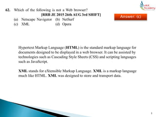 RRB JE Stage 2 Computer and Applications Questions part 3 | PPT | Email | Internet