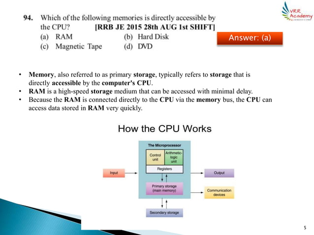 RRB JE Stage 2 Computer and Applications Questions Part 4 | PPT