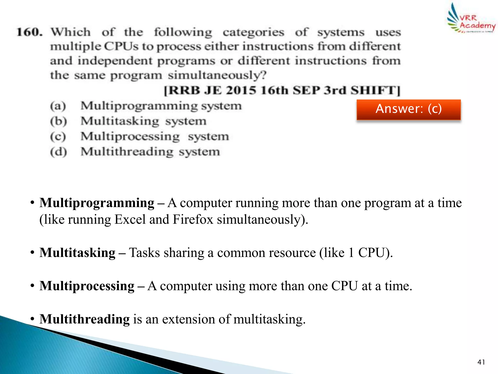 RRB JE Stage 2 Computer and Applications Questions Part 5 | PPT