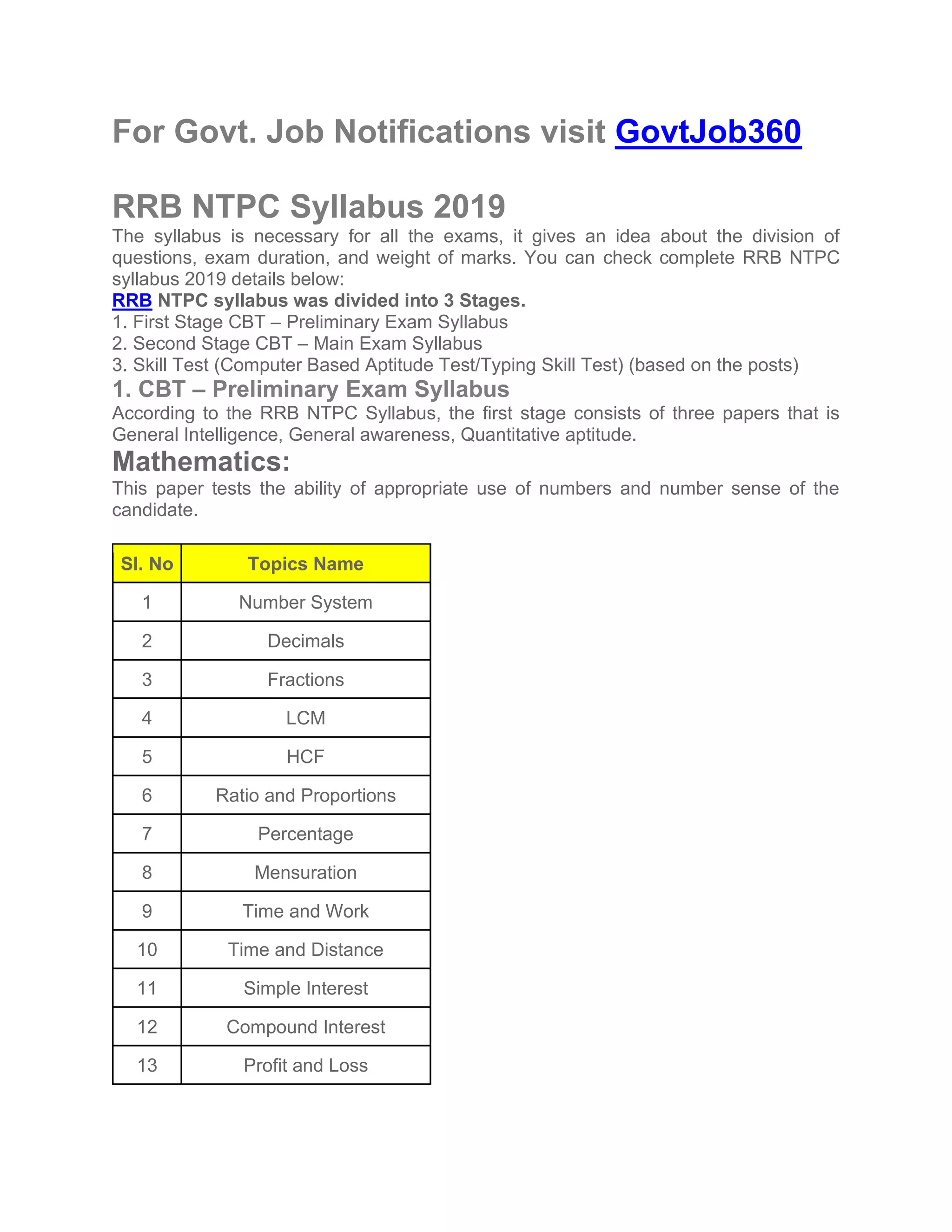 Rrb Ntpc Syllabus 2019 Pdf
