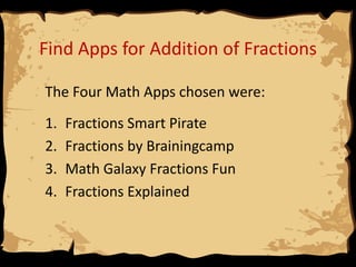 Red Rocks Community College MApps for teaching addition of fractions ...