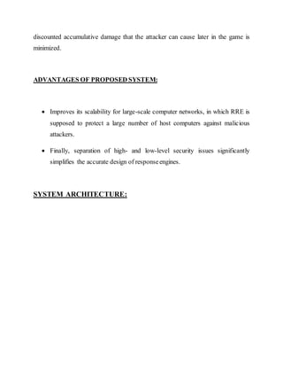 IEEE 2014 JAVA PARALLEL DISTRIBUTED PROJECTS Rre a-game-theoretic-intrusion-response-and ...